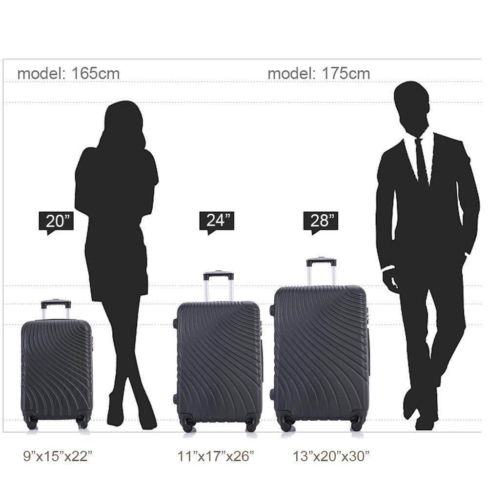 Apelila Fridtrip 4 Pieces Luggage Sets Hardshell Suitcase Carry On Luggage With Spinner Wheels (3 PCS ABS, Rose Gold)