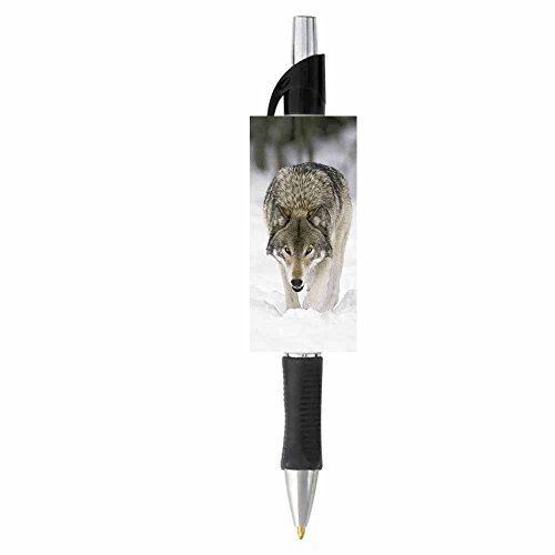 Wolf Face Pen - Black or Blue Writing Ink - Wildlife Animal Nature Design - Stationery Gift - Office Business School Supplies (BLACK INK)