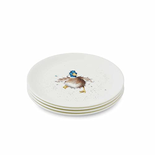 Portmeirion Royal Worcester Wrendale Designs Coupe Plate | 8 Inch | A Waddle And A Quack Duck Motif | Small Plate for Salad, Appetizers, or Dessert | Made of Fine Bone China | Dishwasher Safe