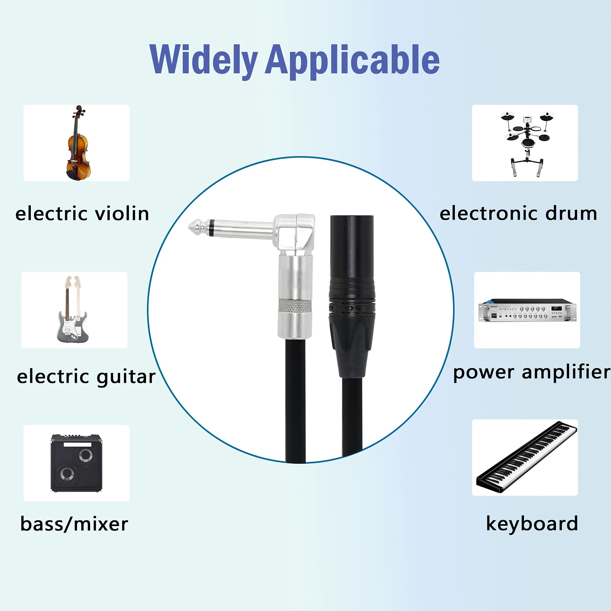 PNGKNYOCN Right Angle 6.35mm Mono to XLR 3 Pin Cable,90 Degree 1/4 Male to XLR Male Interconnect Cable for Soundbox, Microphone, Power Amplifier Etc(50cm)