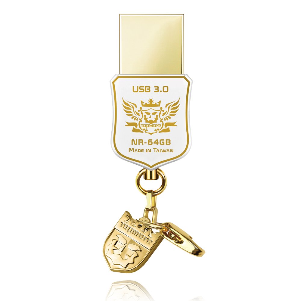 TOPMORE NR Series USB 3.0 The Capets Logo Design Flash Disk Portable High Read Speed Memory Stick (64GB, White & Gold)