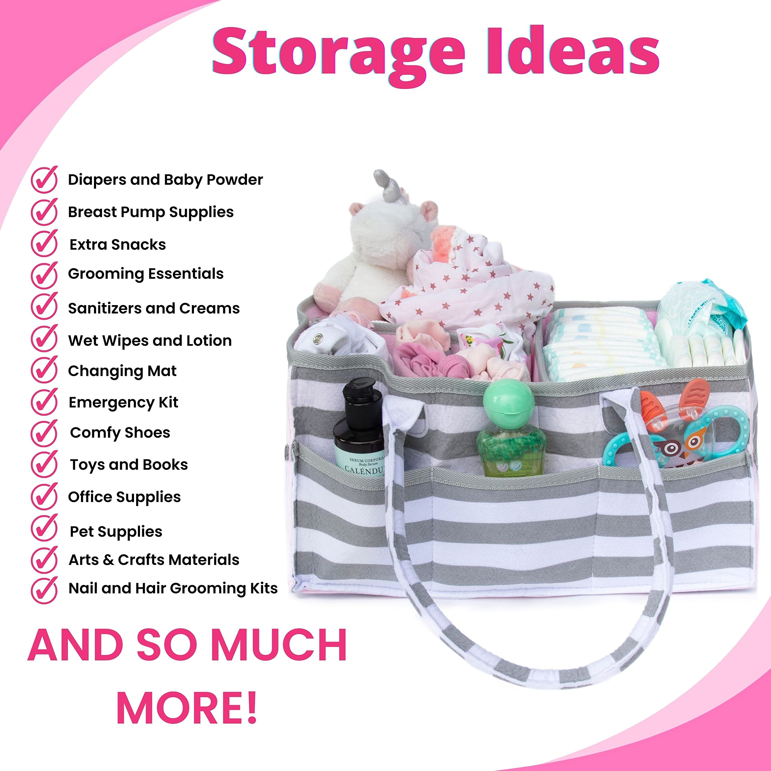 ARABELLA BABY Diaper Caddy Organizer for Boy or Girl - Diaper Caddy Basket for Home, Car or Travel - Removable Inserts, Multiple Pockets, Lightweight and Sturdy - Versatile Carryall to Stay Organized