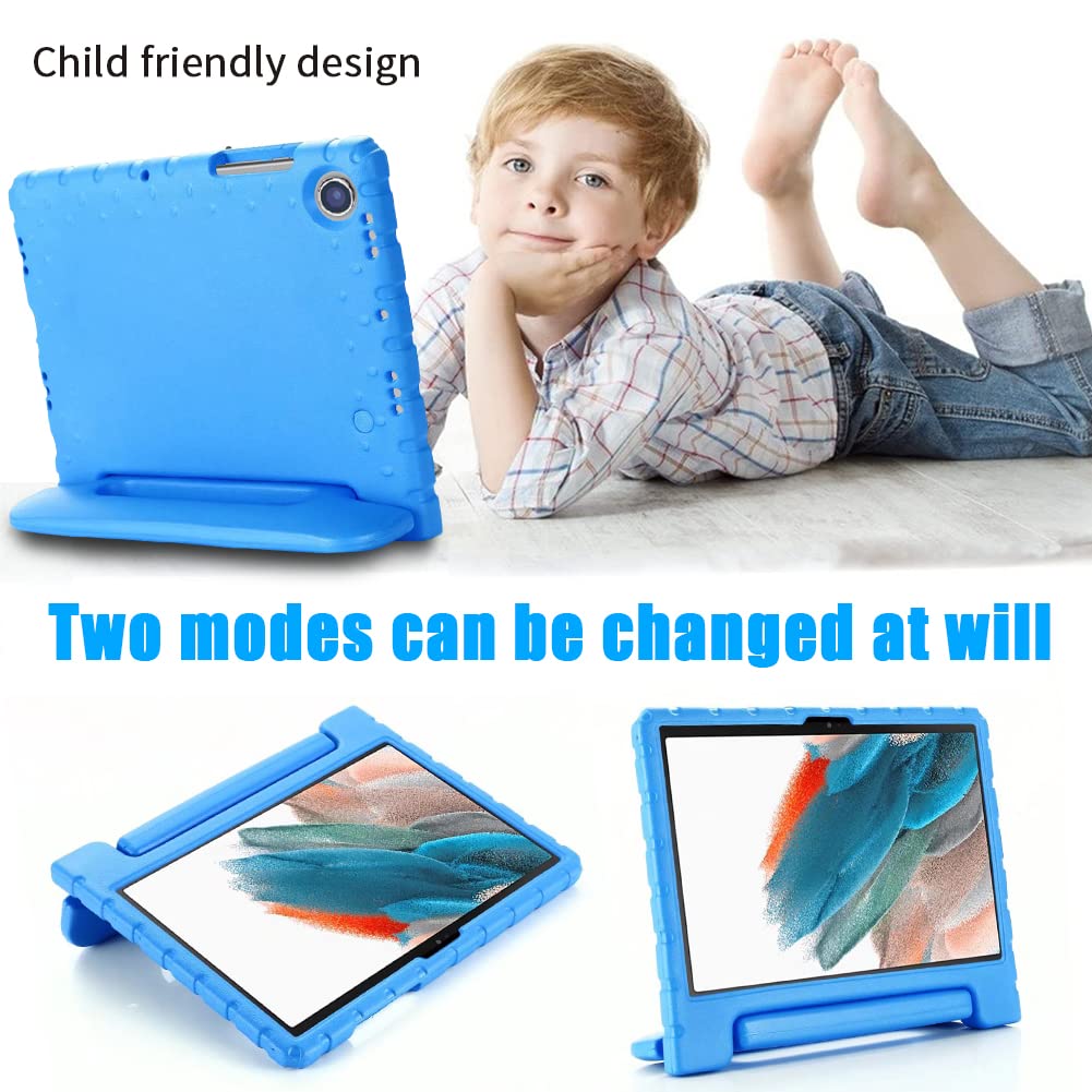 BOWOSEN Kids Case for Samsung Galaxy tab a8 10.5 Inch, Heavy Duty Shockproof Rugged Case with Handle Holder, Samsung Galaxy tab a8 10.5 Tablet Case 2022 (x200/205/207). Blue