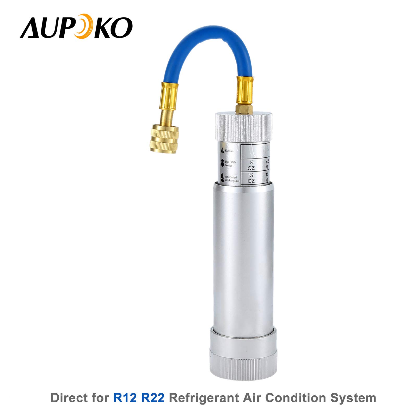 Aupoko AC Oil Injector Kit, R134A Oil Injector with R1234YF Low Side Quick Coupler, HVAC Dye Oil Injector with 1/4" SAE Connector, for R134A R22 R12 R1234YF Refrigerant System