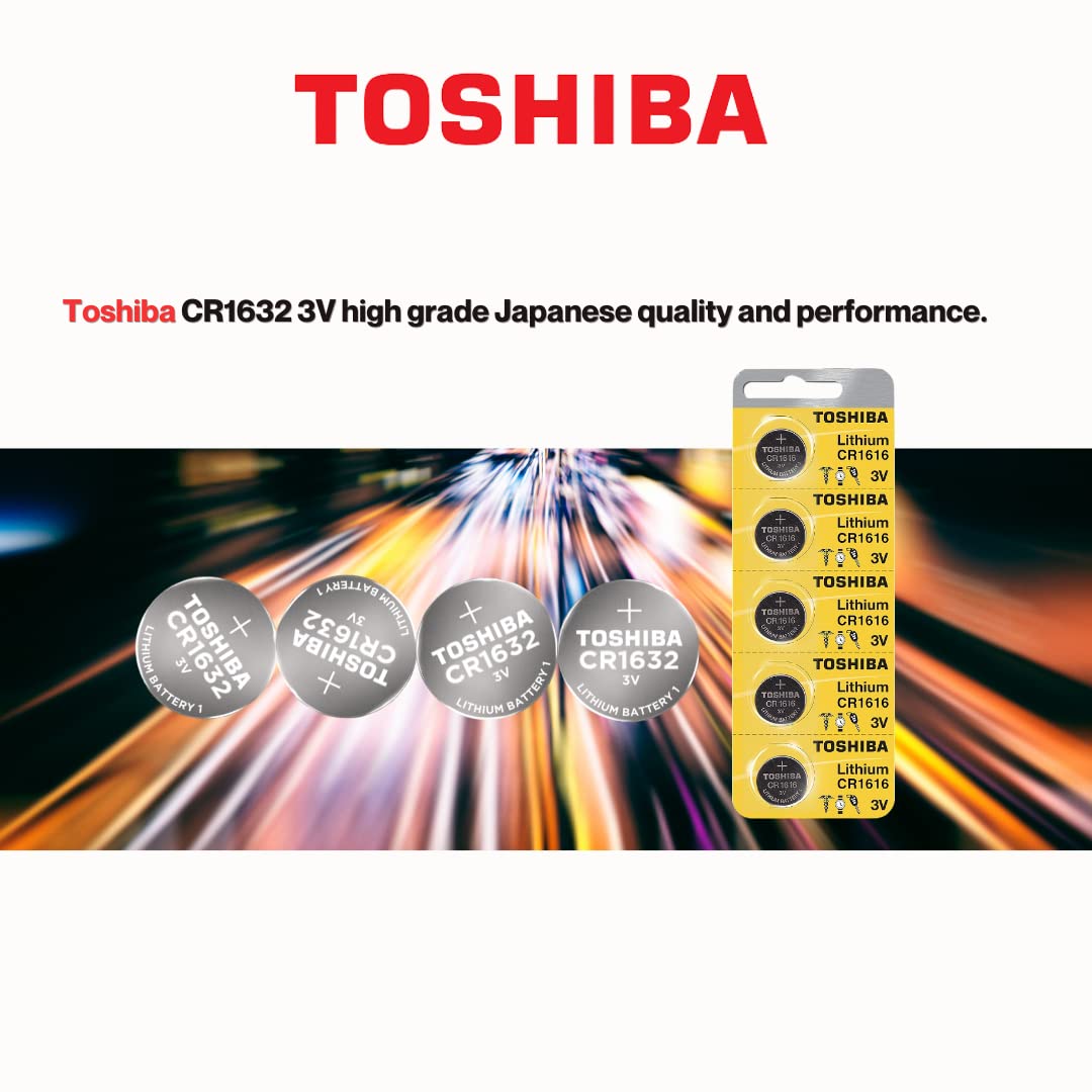 TOSHIBA CR1632 3 Volt Lithium Coin Battery (5 Batteries)