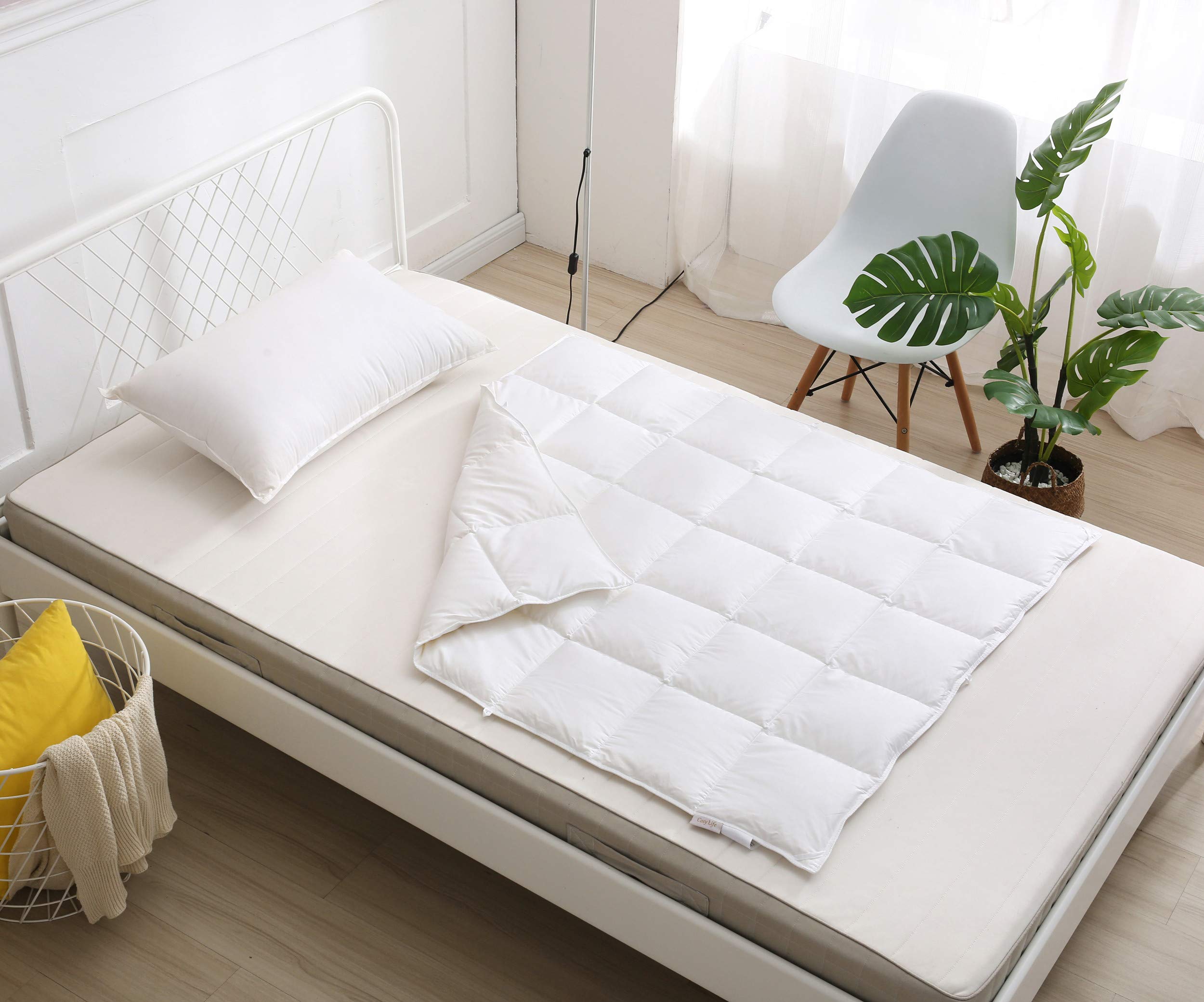 Baby Crib Comforter/Duvet/Blanket All Season 100% Natural White Goose Down Filled,Noiseless 500 Thread Count 100% Cotton Fabric 750+Fill Power (White, 41x48in)