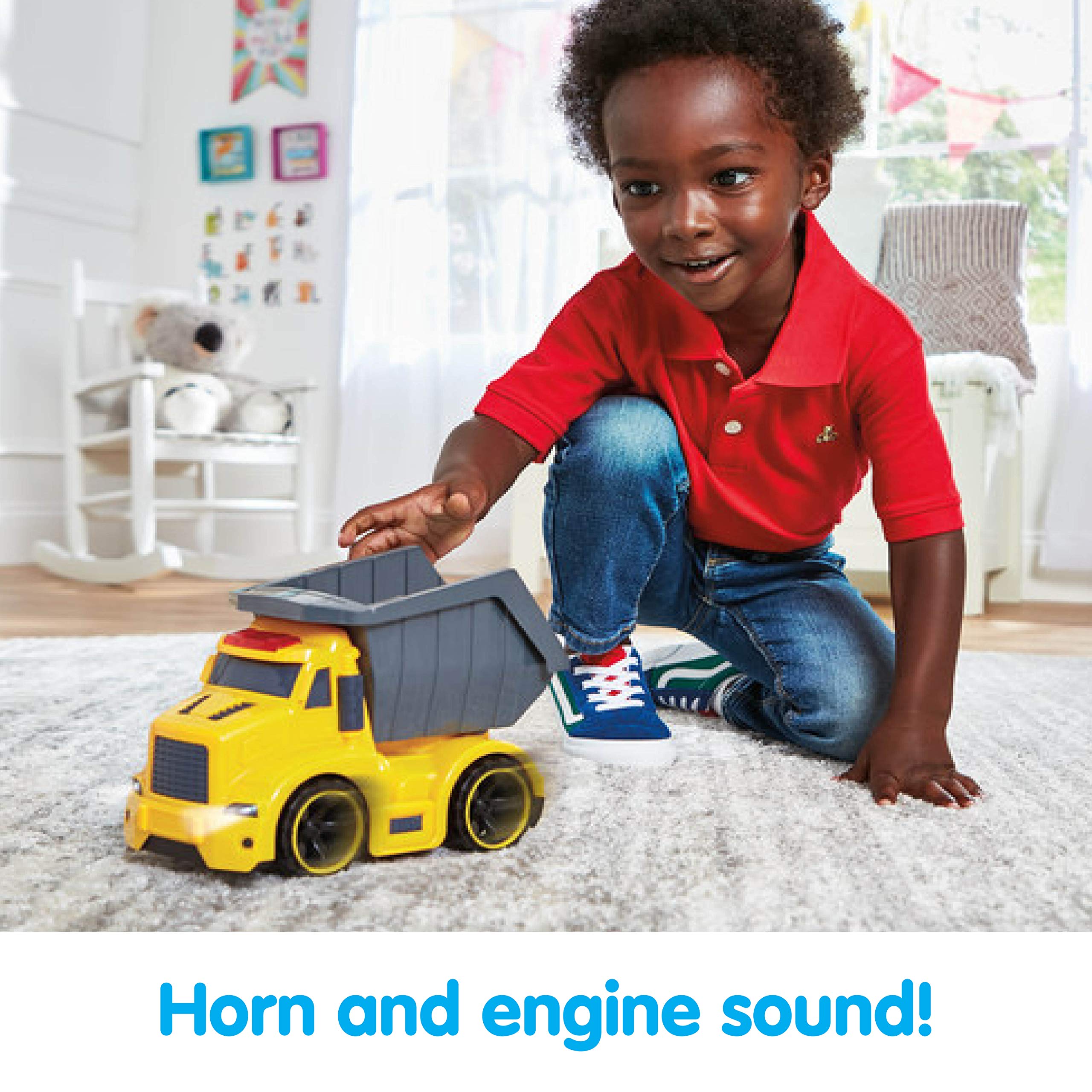 Kidoozie Lights N' Sounds Dump Truck, Friction Powered, Working Dump Bin for Ages 3+