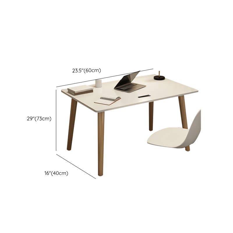 CraftThink Contemporary Office Study Desk, Contemporary Computer Desk Writing Desk PC Desk Work Desk with Wooden Legs, White No Drawer 23.5" L x 16" W x 29" H Without Chairs