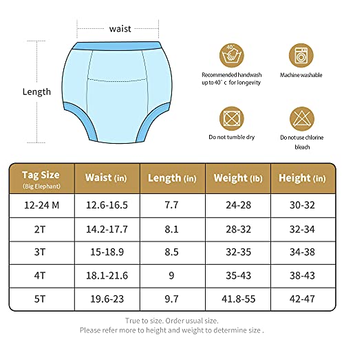 BIG ELEPHANT Baby Training Pants - Potty Training Underwear, Thick Absorbent Underpants for Toddler Boys Girls, 4T