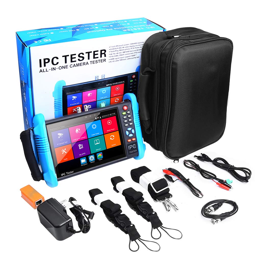 WSDCAM CCTV Camera Tester 7 inch IPS Touch Screen Monitor CCTV Tester with POE/4K H.265/HDMI Output/RJ45 TDR/Self-Installing APP/8G TF Card/Firmware Upgraded 9800-Plus