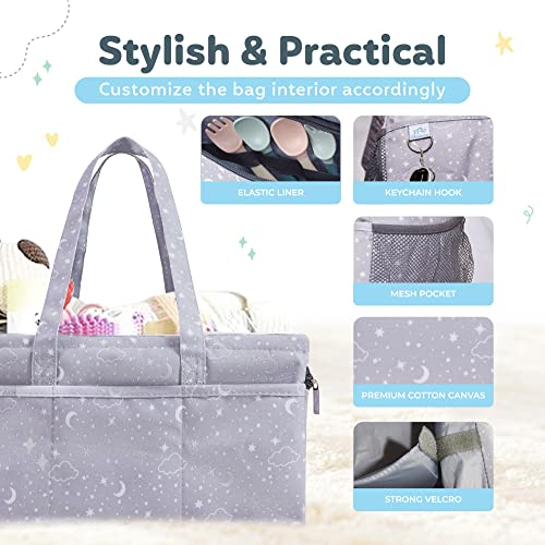 Large Baby Diaper Caddy Organizer with Nappy Changing Pad โ Baby Caddy Diaper Organizer for Changing Table, Car Storage Diaper Holder โ Baby Organizer Basket for Nursery Shower Gift Bag for Boy & Girl