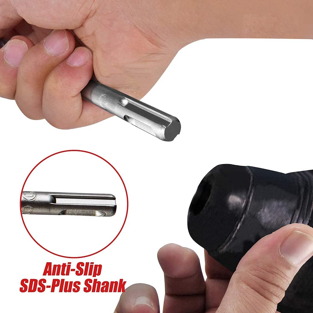 Baorder SDS-Plus Hammer Drill Bit Set,8Pcs Carbide-Tipped Masonry Drill Bits for Concrete,Stone,Brick and Similar Materials (Accessories for Rotary Hammers)