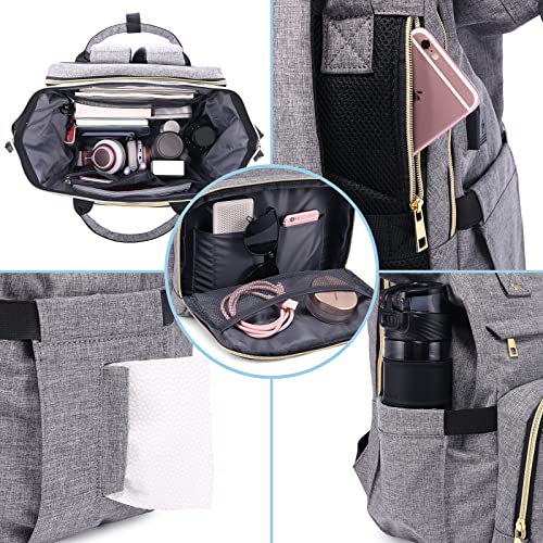 LOVEVOOK Laptop Backpack Women, 15.6 Inch Computer Backpack with Charger, Water Resistant Teacher Bag Work Backpack with Laptop Compartment for Travel Business College, Grey