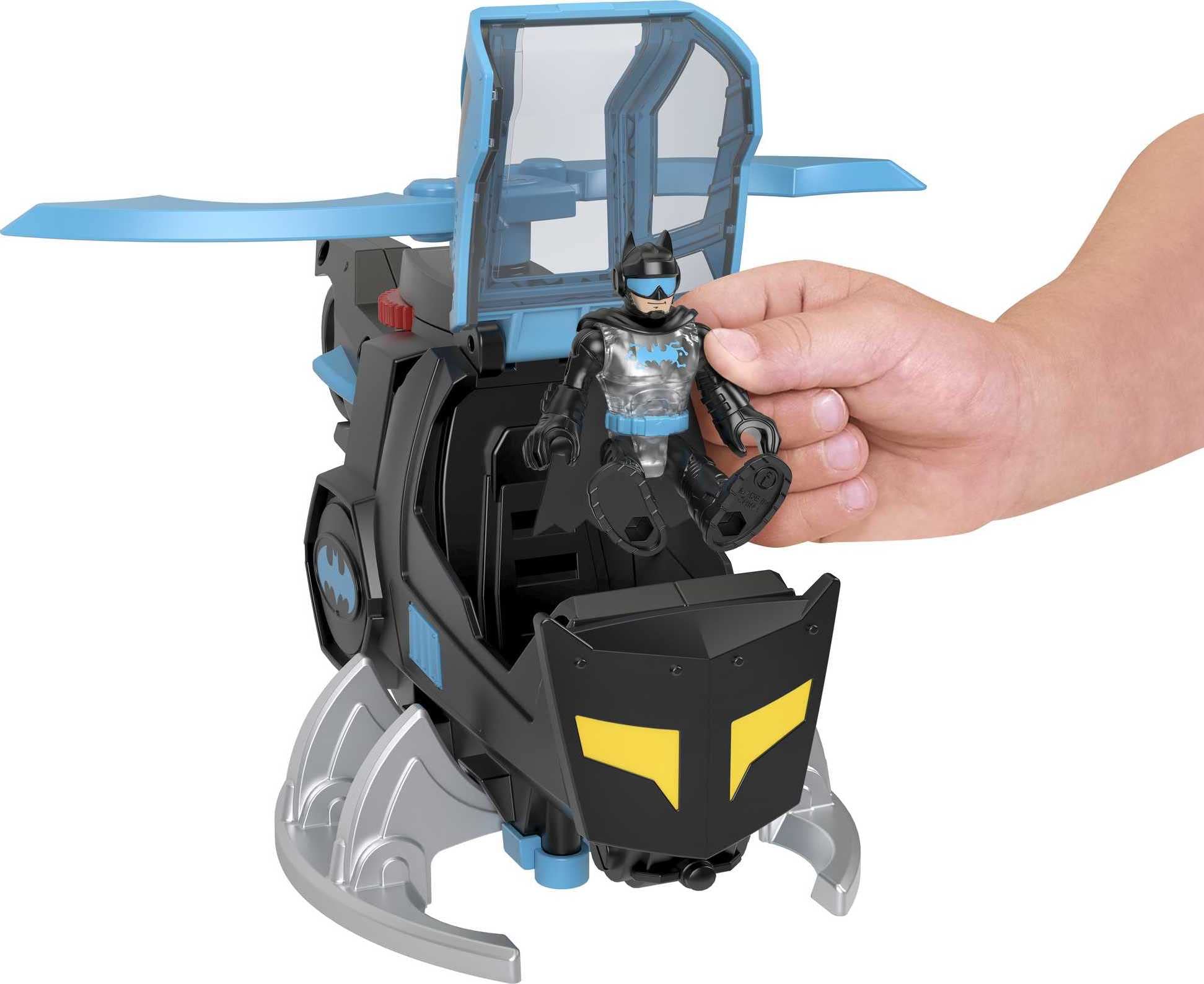 Fisher-Price Imaginext DC Super Friends Batman Toy Helicopter with Spinning Propellers and Claw for Preschool Pretend Play, Bat-Tech Batcopter