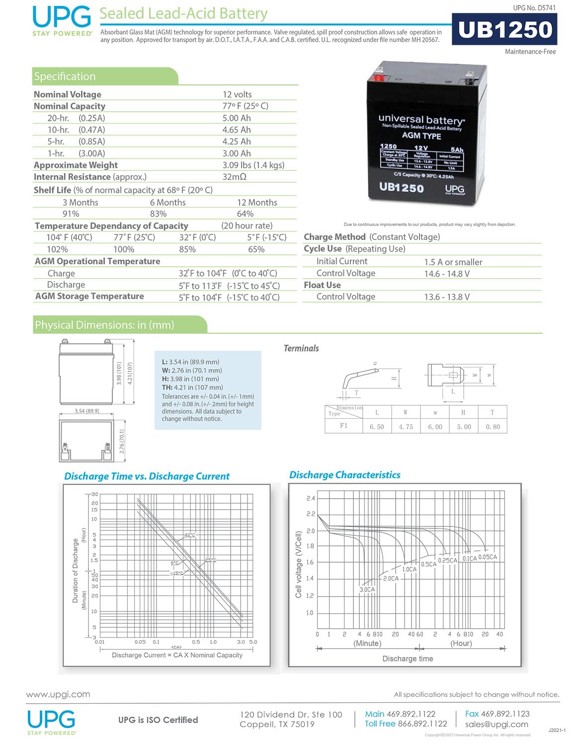 UPG 12V 5AH SLA Replacement for ADT Safewatch Pro 3000 Alarm Battery