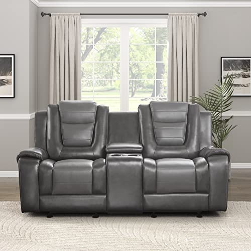 Lexicon Hawthorne Manual Double Glider Reclining Loveseat, Two-Tone Gray