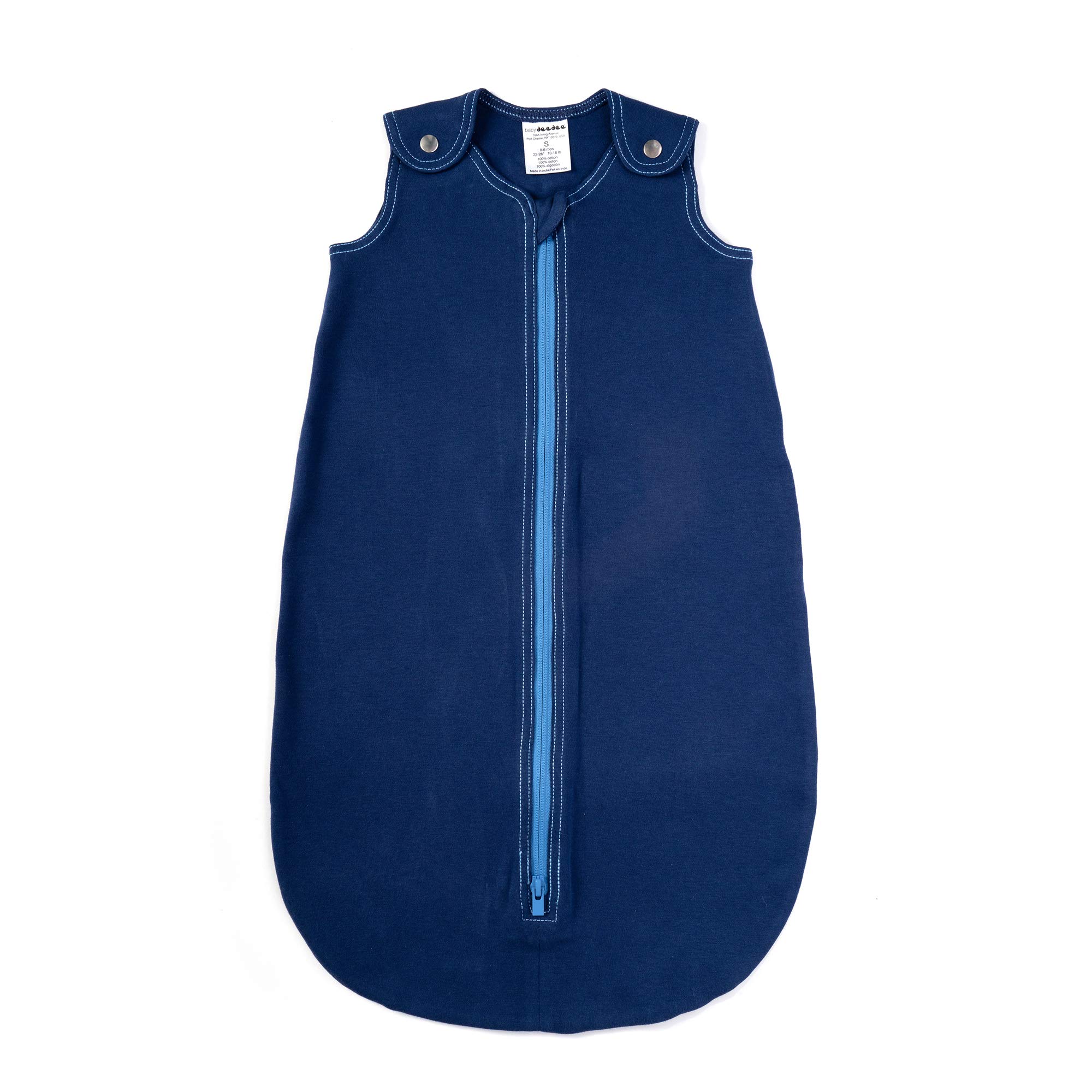 baby deedee Cotton Sleep Nest Basic Sleeping Sack, Baby Sleeping Bag Wearable Blanket, Infants and Toddlers, Deep Sea Blue, Large (18-36 Months)