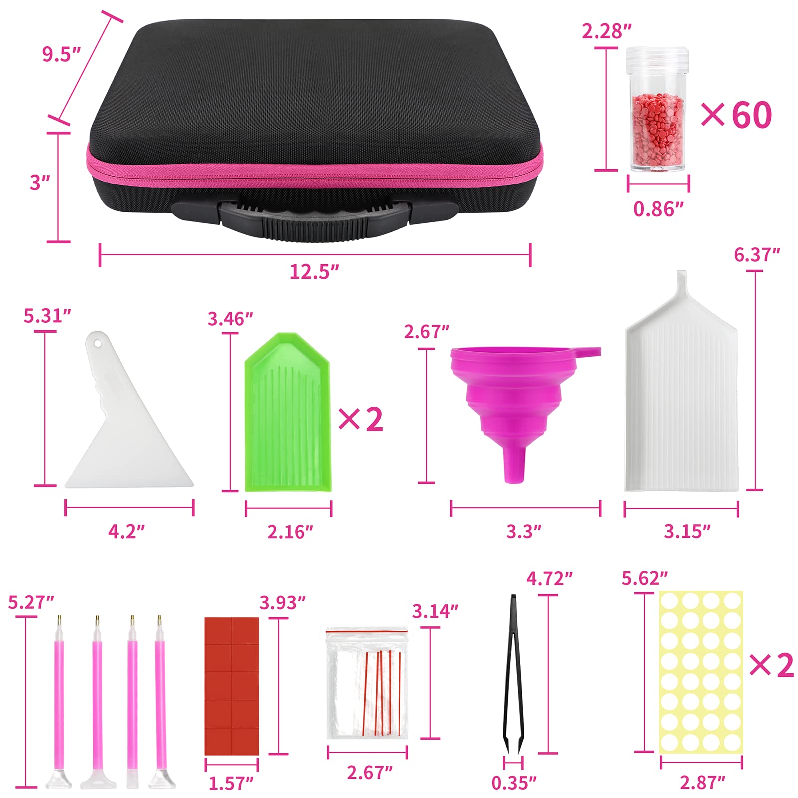 Bofoho Diamond Art Painting Storage Case - 60 Slots Diamond Art Painting Accessories and Tools, Portable Diamond Art Shockproof Jars Organizers Jewelry Storage Box