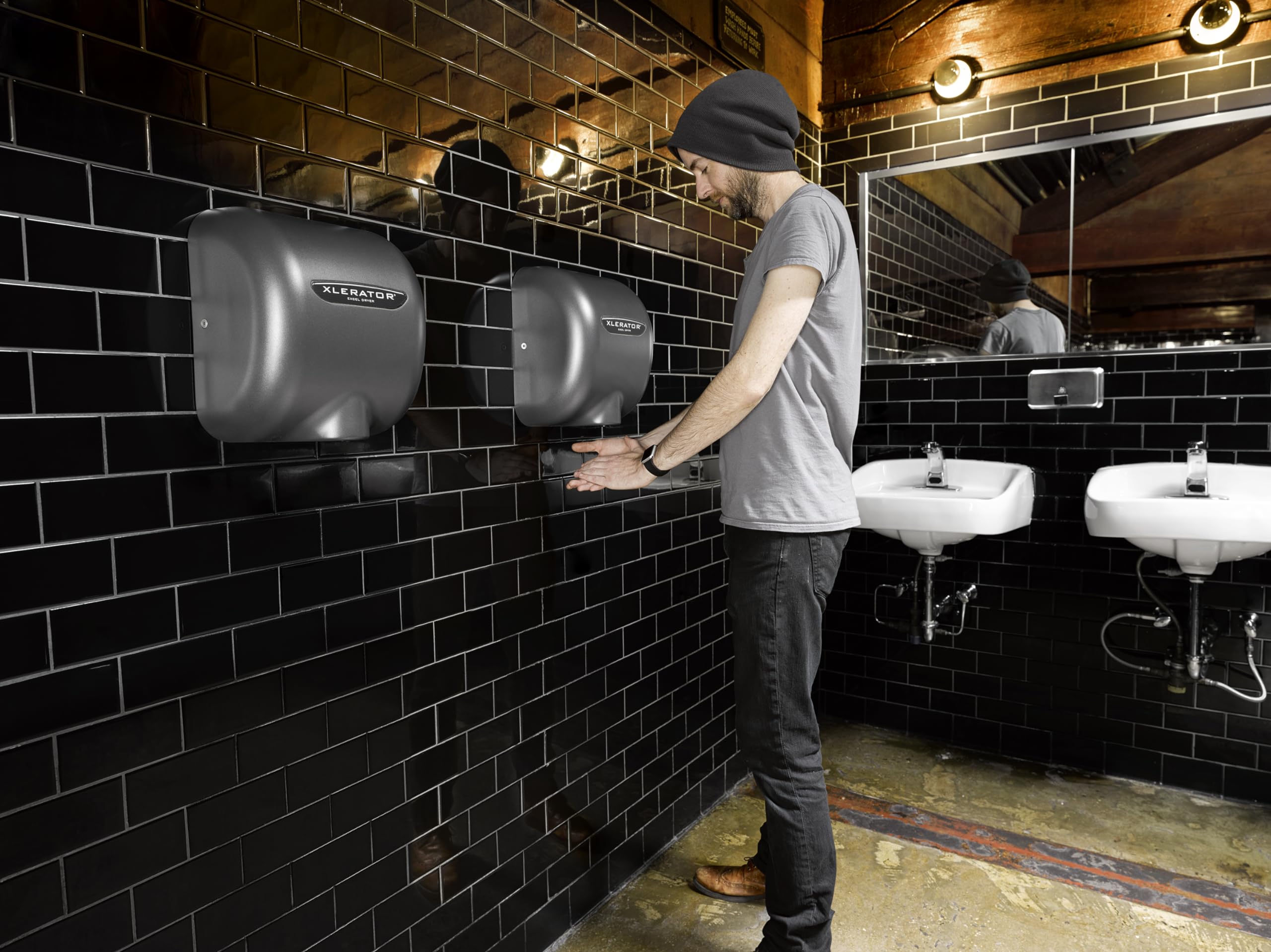 XLERATOR XL-GR Automatic High Speed Hand Dryer with Graphite Cover and 1.1 Noise Reduction Nozzle, 12.5 A, 110/120 V