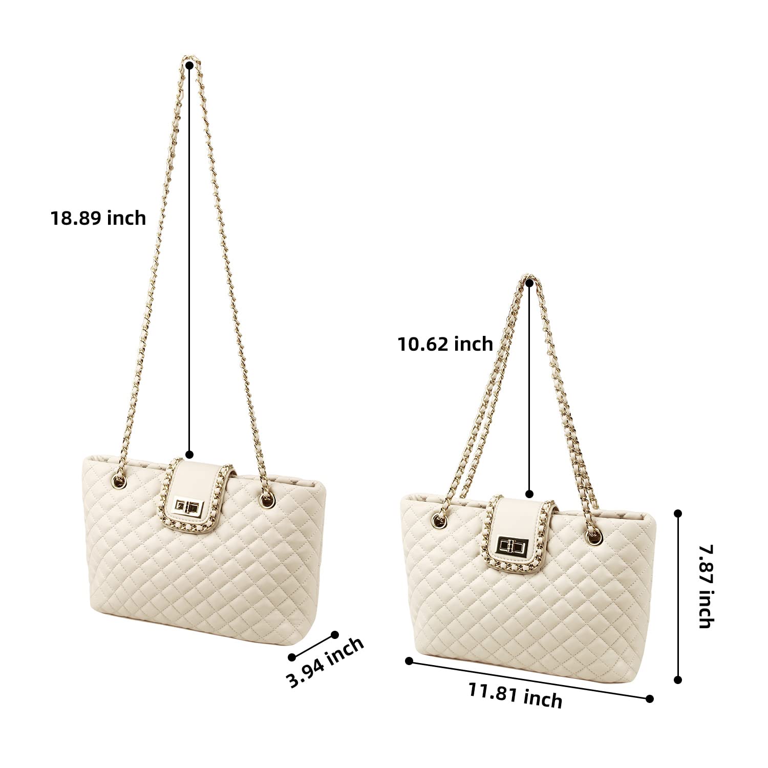 Beatfull Quilted Shoulder Bag with Chian Strap Leather Shoulder Pursr Handbag for Women Large Travel Satchel Bag