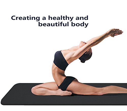 Attraction Design Yoga Mat Non Slip Exercise Mat Extra Thick Workout Mat for Yoga, Eco Friendly Exercise Yoga Mat High Density Fitness Pilates Mat with Carrying Strap, 72x 24x 6mm (Black)