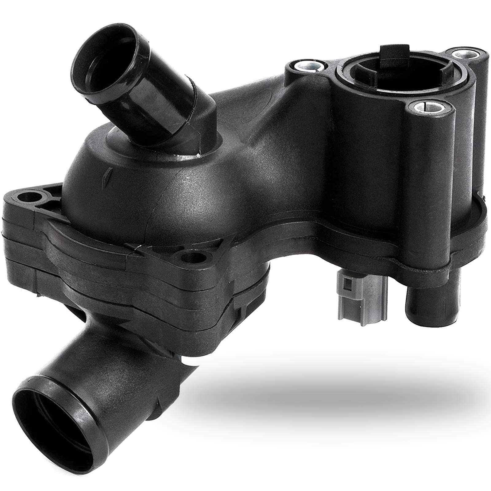 AUTOPTIM Coolant Thermostat Housing Assembly - Replacement for 2002-2010 Explorer Mercury Mountaineer (V6 4.0L) Thermostat Housing Kit with Gasket and Sensor - OEM Number 2L2Z8592AA 2L2Z8592BA