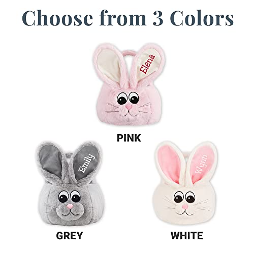 Let's Make Memories Personalized Easter Basket - Fuzzy Bunny Plush - Easter Basket for Kids - Pink