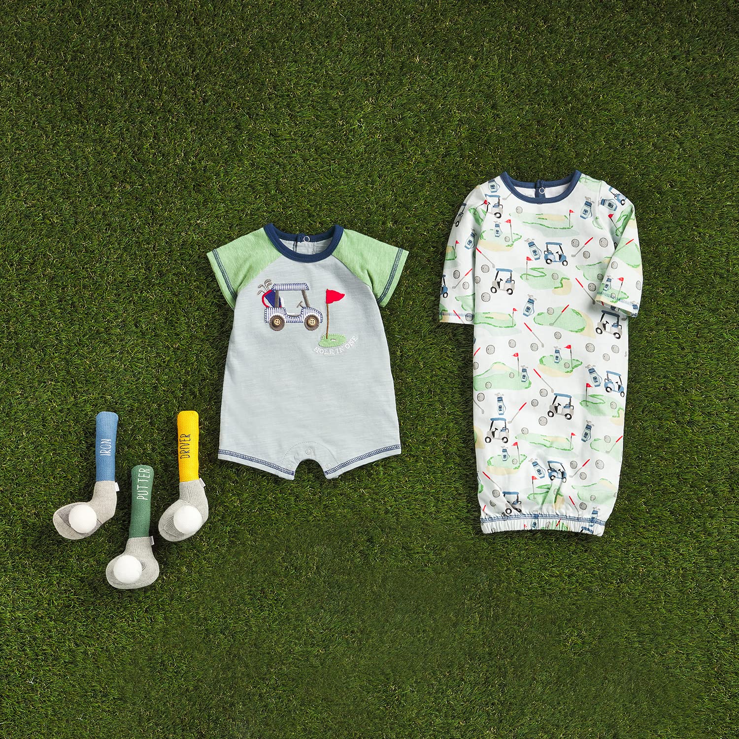 Mud Pie Children's Goft Knit Rattle, Green Putter Club