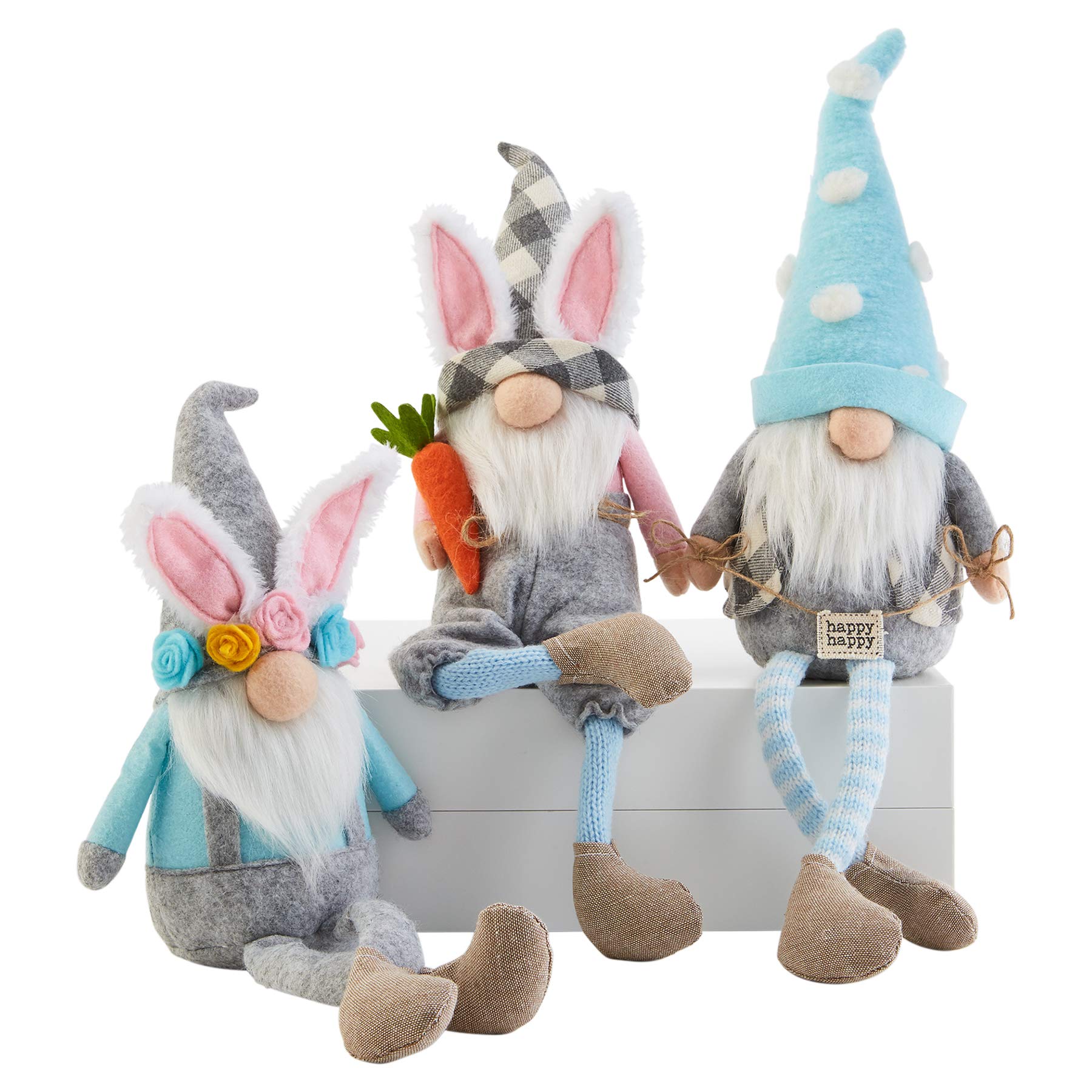 Mud Pie Happy Sign Dangle Leg Gnome, 9"" x 4""" (42600648H)
