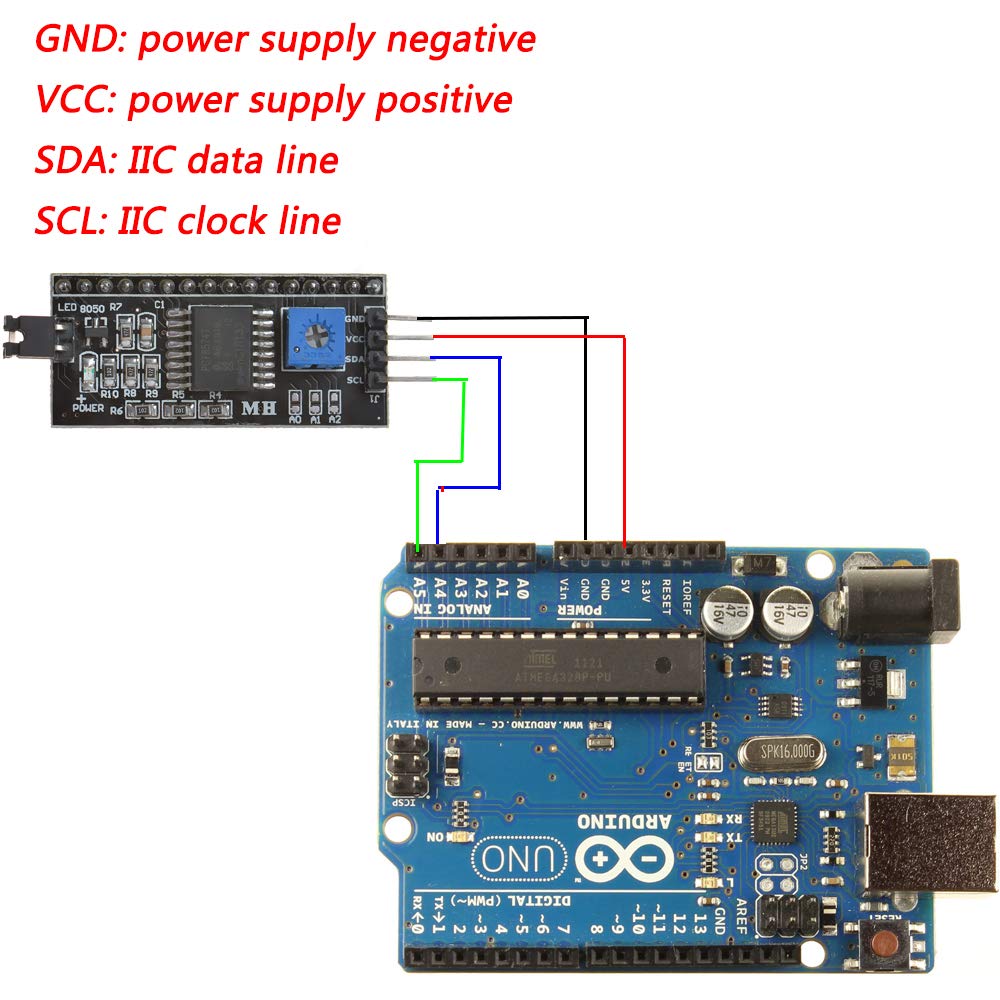 Anmbest 5PCS IIC I2C Serial Interface Board LCD1602 LCD2004 Blue Backlight LCD Display Adapter Plate PCF8574 Expansion Board for Arduino UNO R3 MEGA DIY Kit
