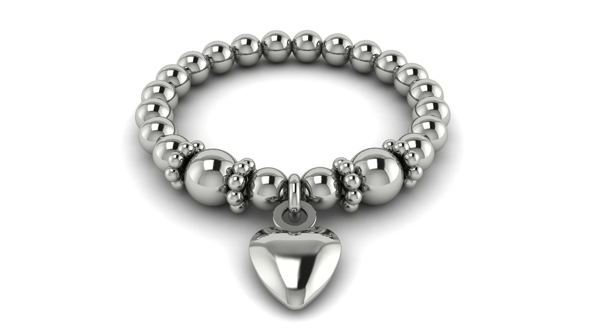 Beaded Ring Stretch Elasticated Stacking 925 Sterling Solid Silver Finger/Thumb Rings for Women & Girls (Sparkle Ring)