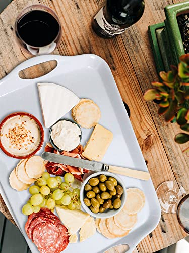 Large Melamine Serving Trays for Eating, 17.5’’ x 12’’ Serving Platter for Appetizer, Charcuterie, Food, Snack, Cupcakes, Dessert, BPA-Free, Dishwasher Safe Tray, Set of 2, White
