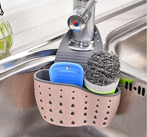 Kitchen Sink Shelf Soap Sponge Drain Rack Holder Double Decker Hanging Basket Storage Suction Cup Kitchen Organizer Sink Accessories Wash Dropshipping, 1Pcs (Pink)