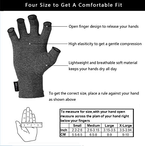 Arthritis Compression Gloves Relieve Pain from Rheumatoid, RSI, Carpal Tunnel, Rheumatiod, Tendonitis, Hand Gloves Fingerless for Dailywork - Open Finger (Black, M)