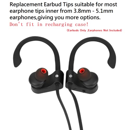CYADCI Replacement Earbud Tips Silicone Earbud Tips Ear Gels Fit for Inner Hole from 3.8mm - 5.1mm Earphones 9 Pairs Earbud Replacement Tips Medium, Black-Red