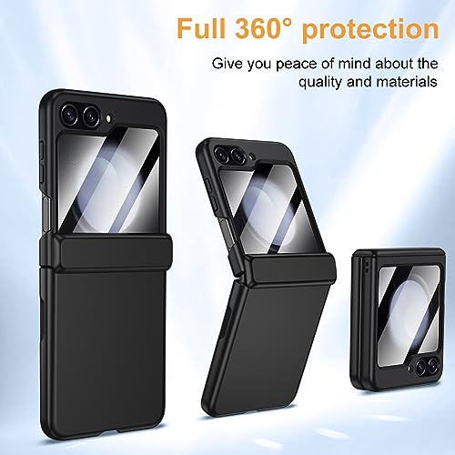 LEIAU for Samsung Galaxy Z-Flip-5 Case: [Full Cover Hinge Protection] Slim Phone Case for Women and Men with Screen Protector Volume Key Protection Wireless Charging for Galaxy Z Flip 5 5G(2023)