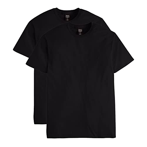 Hanes Men's Nano Premium Cotton T-Shirt (Pack of 2), Black, Small