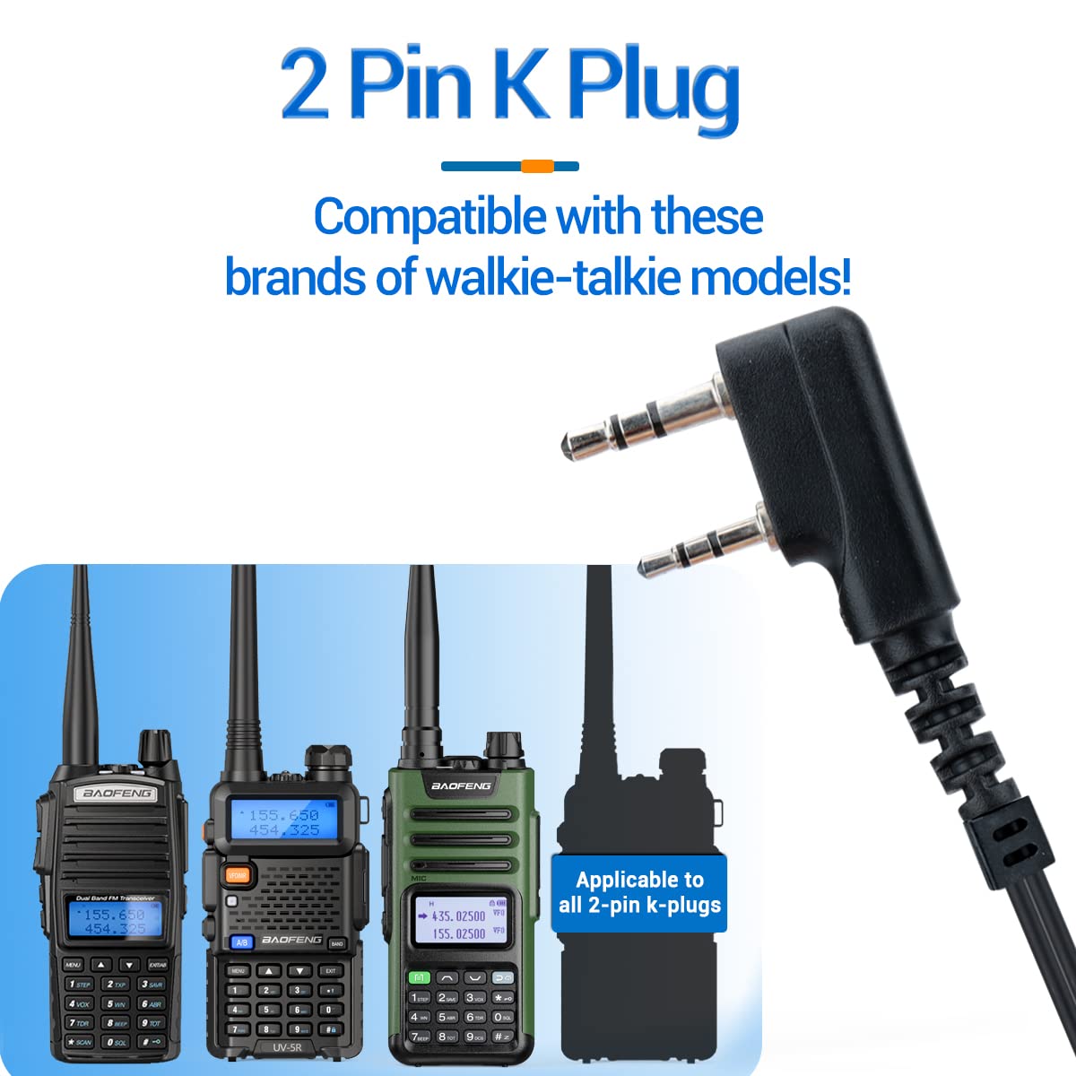 BAOFENG Adjustable Throat Mic Walkie Talkie Earpiece with Finger PTT and Two Earplugs UV-5R BF-F8HP UV-82 AR-152 Retevis RT22 RT68 RB26 BF-888S H-777 Walkie-talkies