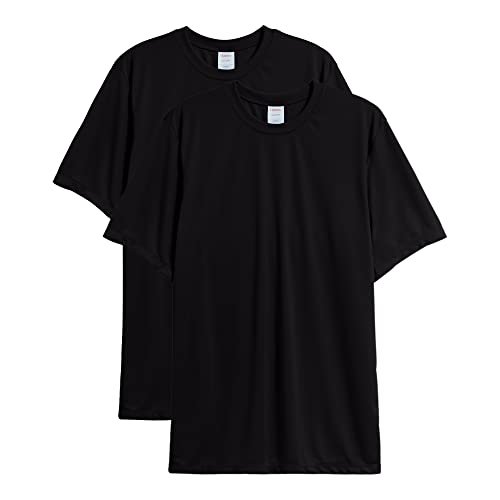 Hanes mens Sport Cool Dri Performance Tee fashion t shirts, Black, Large US-(Pack of 2)