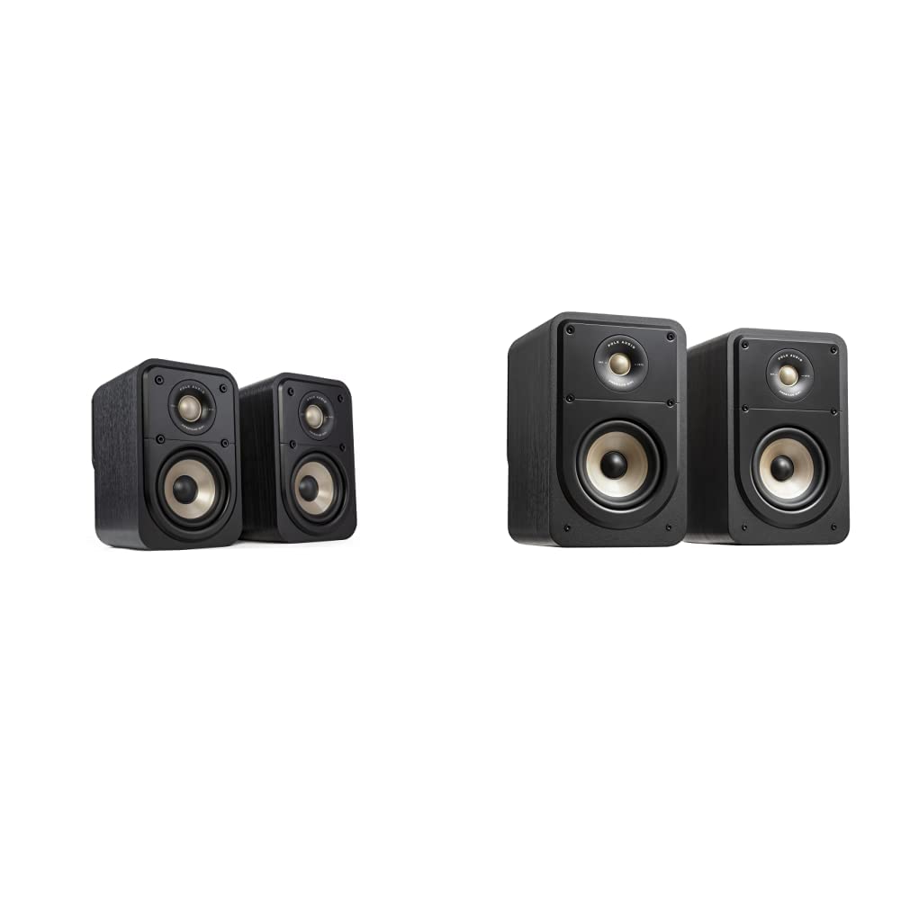 Polk Audio ES10 Surround Wall Mount Speakers, Black & Polk Audio ES15 Wall Mount Bookshelf Speaker, Black