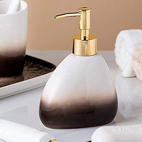 Bathroom Accessories Set 4 Piece with Tray Includes Soap Dispenser Toothbrush Holder Tumbler Soap Dish Gradient Color Brown Bathroom Accessory Kit