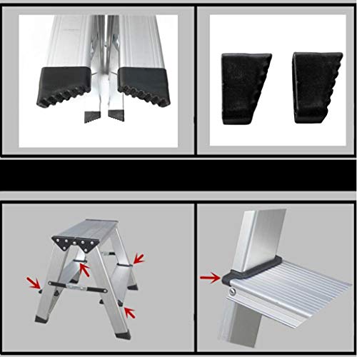PENGJIE Folding Ladder Step Stool Ladder Stool 3 Step Folding Aluminum Heavy Duty Steel Portable Anti Slip Mat Tread Compact 150 Kg Capacity for Home Office