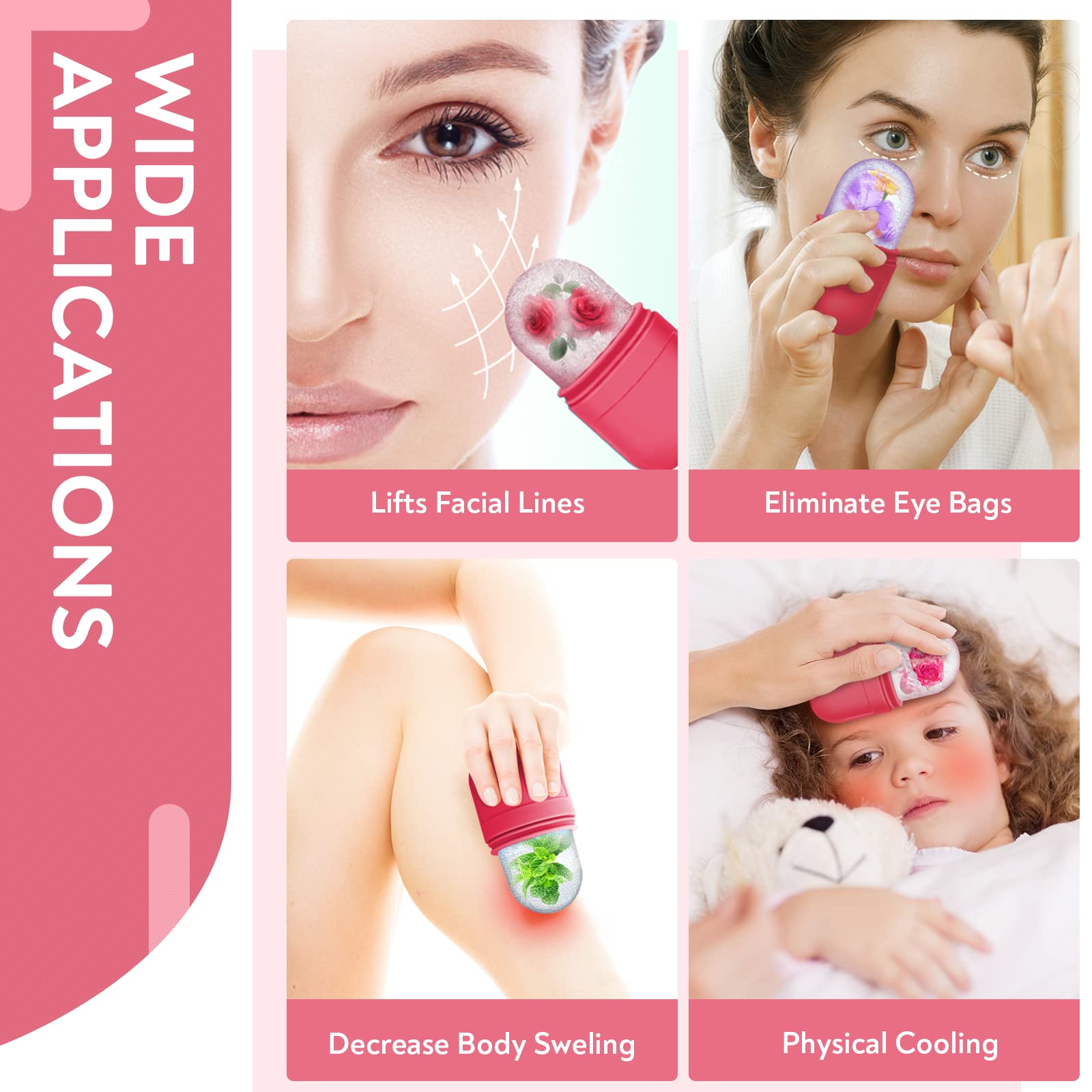 AURUZA Ice Face Roller and Gua Sha Set, Ice Roller for Face & Eye Puffiness Relief Beauty Facial Rollers Mold Icing Massage Skin Care Tools for Brighten Lubricate Shrink Pores Remove Fine Lines
