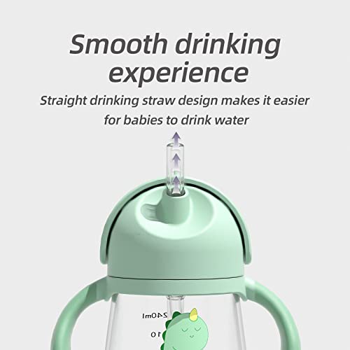 Piifur Baby Cup with Straw 12-18 months, Weighted ball Sippy cup for Toddlers with Handle, Water Bottle for Kids 8 Ounce (Pink)