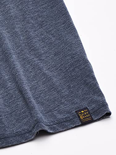 Lucky Brand Men's Venice Burnout Notch Neck Tee Shirt, American Navy, Medium