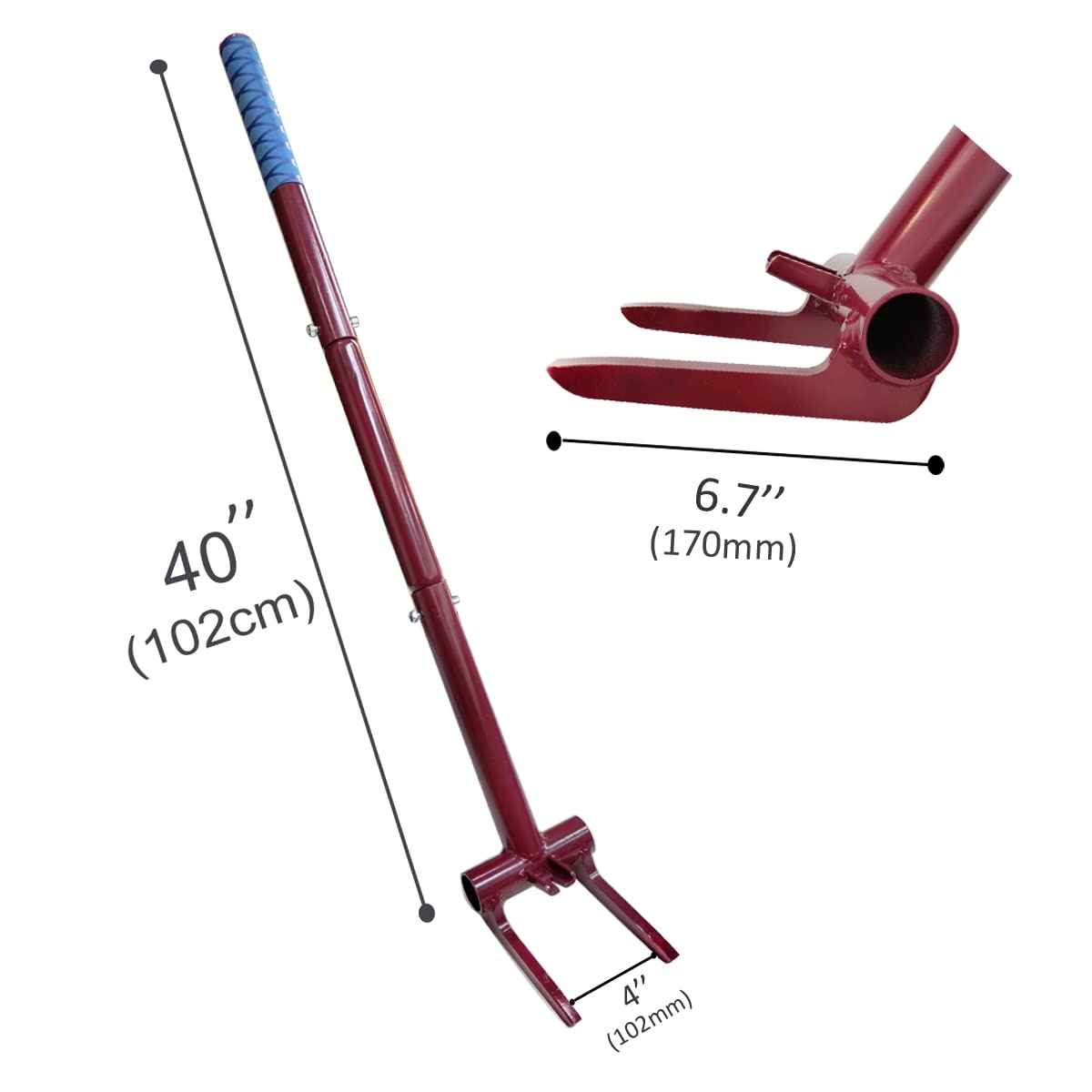 B-MIAO Pallet Buster Deck Wrecker Tool with Nail Removal Heavy Duty Wrecking Bar for Breaking Pallets and Deck (With Handle)