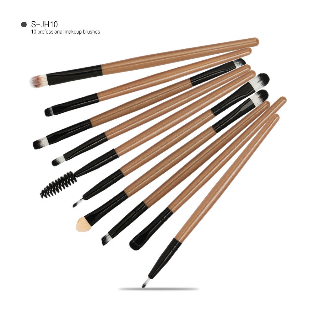 Beauty Tools Powder Brush pcs 10 Foundation Defined Makeup Brushes Brush Make Brush Holder Organizer (Brown, One Size)