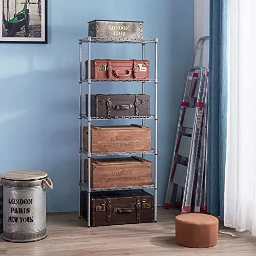 SINGAYE 5 Tier Storage Rack Wire Shelving Unit Thicken Heavy Duty Storage Shelves for Pantry Closet Kitchen Laundry 880Lbs Capacity 13.38"x 23.22"x 59.05"(DxWxH) Silver