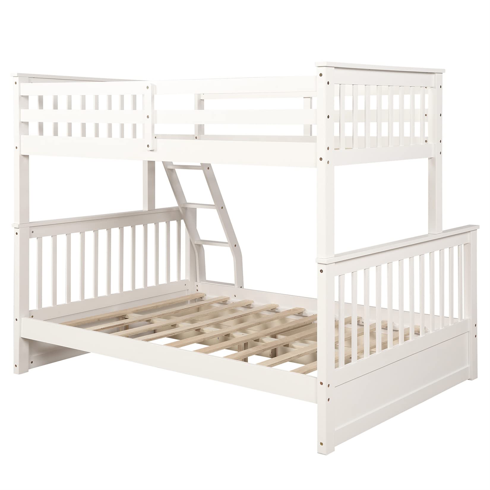 Harper&Bright Designs Twin-Over-Full Bunk Bed with Ladders and Two Storage Drawers,Space-Saving Design,White