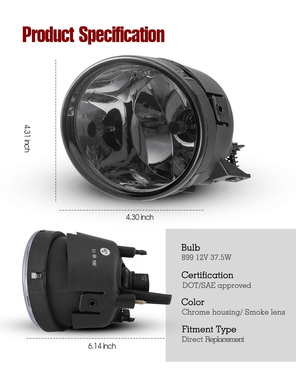 AUTOWIKI Fog Lights Assembly for 2004-2015 Nissan Titan/ 2005-2007 Nissan Armada with Smoke Lens 2PCS OEM Replacement Fog Lamps